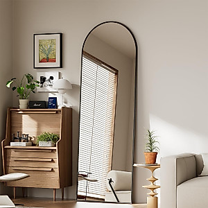 Koonmi Arched Full Length Mirror, 58"x18" Black Mirror Full Length, Standing Hanging or Leaning Full Body Mirror with Aluminum Alloy Frame for Living Room and Bedroom