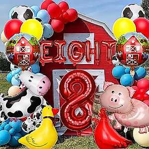 14pcs Farm Animal Balloon, Birthday Party Balloons Farm Birthday Decorations Farm Birthday Balloons for Farm Animal Theme Birthday Party Decor Supplies (8 Years Old)