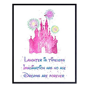 Quote Wall Art Poster Print - 8x10 Castle Cute Pink Girls Room, Bedroom Decoration, Home Decor - Inspirational Motivational Gift for Kids and Women - 8x10 Unframed Photo print