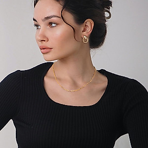 GLIVEOR Gold Paperclip Chain Necklace for Women, 14K Gold Over Paperclip Chain Necklace for Women 3mm Paperclip Chain Gold Chain for Women 20 Inch Gold Chains Gold Necklace