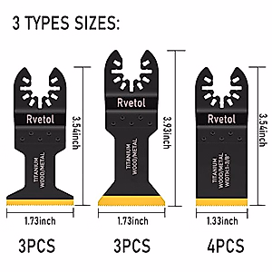 Oscillating Multitool Blades, 10Pcs Titanium Oscillating Tool Saw Blades Kit for Cutting Hard Material Metal Wood Nails Plastic, Compatible with Rockwell Dewalt Milwaukee Makita Ryobi