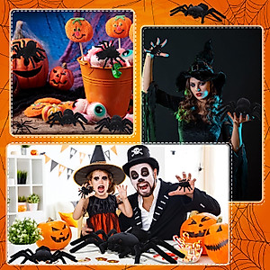 7 Pcs Black Spider Stuffed Animal 1 Giant Mommy Spider Stuffed Animal with 6 Realistic Plush Baby Spiders Plush Spider Pillow Toy Set for Halloween Funny Prank Toy