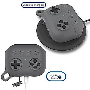 Anti-Lost Case Compatible with Airpods Pro 2,Waterproof,Wireless Charging, LED Visible,Carabiner Included. (Grey)