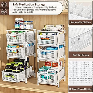 2 Pcs 4 Tier Bathroom Cabinet Organizer, Pull Out Bathroom Storage Organizer Under Sink Storage Organizers with Dividers, Medicine Cabinet Organizer Pantry Organization and Cabinet Bathroom Storage