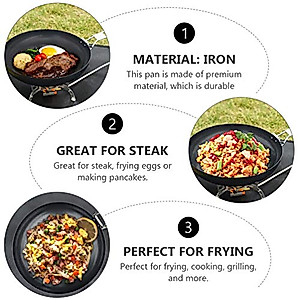 SEWACC 9 Frying Pan Saute Pan Camping Frypan Stove Grill Pan Cast Iron Grill Plate Cast Iron Griddle Pan Nonstick Bakeware Metal Cooking Utensils Iron Skillet Kettle Induction Cooker