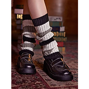Verdusa Women's Color Block Ribbed Leg Warmers Knit Long Boot Socks Y2K Dance Socks Multicolor one-size