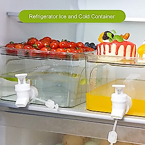 Kcgani 2Pcs Beverage Dispenser Cold Kettle with Spigot and Tray, 3L/0.8Gallon Stackable Iced Juice Milk Lemonade Mini Bucket, Small Refrigerator Plastic Container for Home Kitchen Party Bar