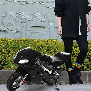 Mini Gas Motorbike-2-Stroke 49cc Gas Tank Mini MotorcycleHigh Brightness Dual Headlights Rubber Handlebar 1.25L Gas Tank Mini Motorcycle Strong Power 170 lbs Mini Bike Motorcycle (black)[Fast Arrival]