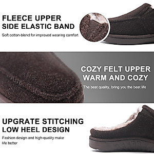 ONCAI Mens Slippers with Arch Support Wool and Cotton-Blend High-Density Memory Foam Felt House Shoes with Indoor Outdoor Rubber Soles