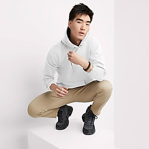 Hanes Men's Pullover EcoSmart Hooded Sweatshirt, white, X Large