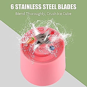 Portable Blender 20 oz, Travel Blenders for Shakes and Smoothies with 6 Blades, Usb Personal Size Blender for Kitchen,Home,Gym,Travel