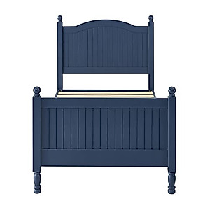 BIKAHOM Riley Twin Bed Frame, 11.5 inch Solid Wood Pine Bed Frame with Headboard & Footboard, Wood Slat Support, No Box Spring Needed, Easy Assembly Bedroom Furniture, Dark Blue Finish