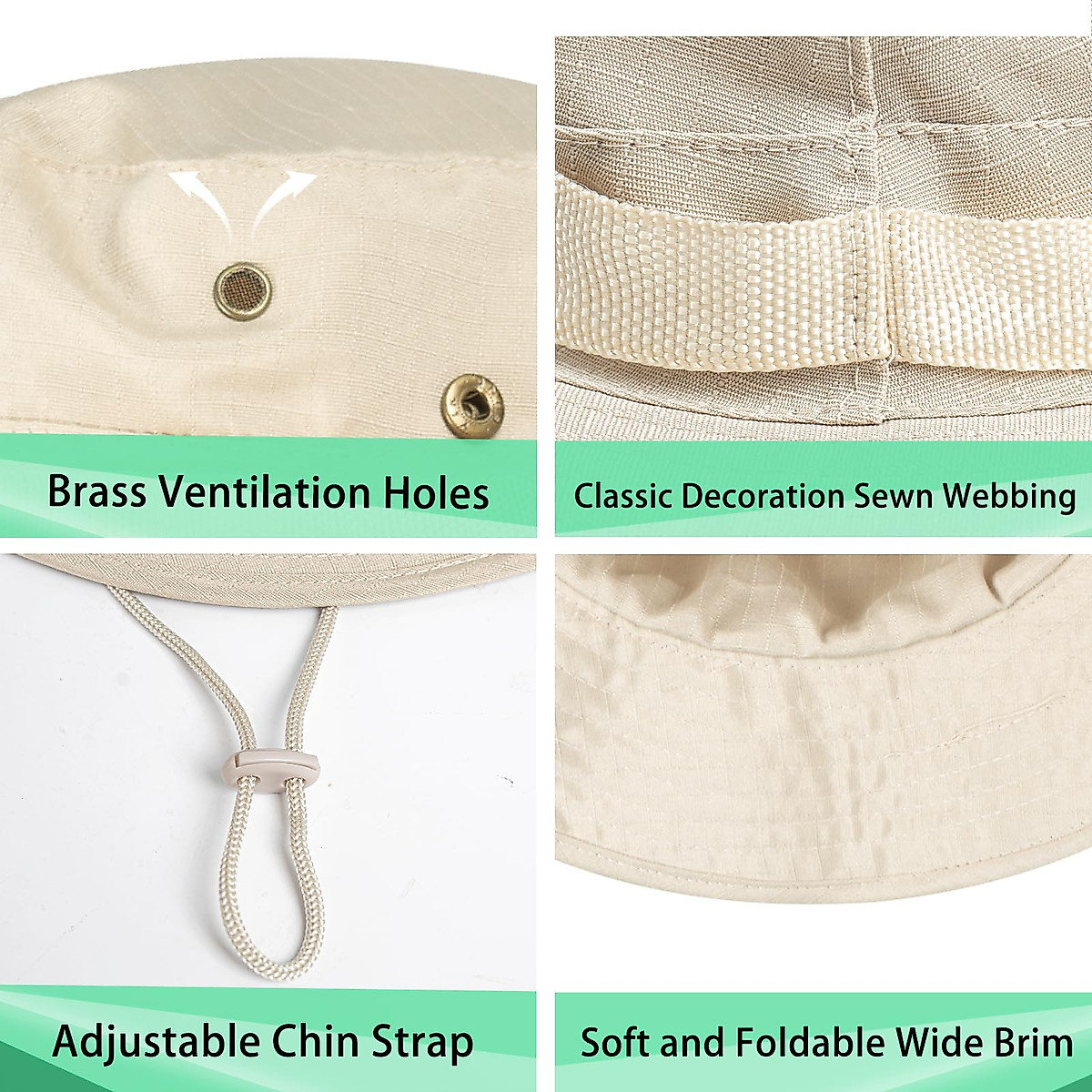 Rosoz Sun Hats for Men Women Boonie Hat UPF 50+ Bucket Hat Wide Brim UV Protection Fishing Hiking Safari Outdoor Hats