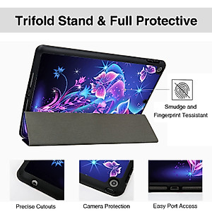Hi Space for iPad 9th 8th 7th Generation Case for iPad Cover 10.2 inch for iPad Case 2021 2020 2019 Butterfly for iPad 9 8 Case with Pencil Holder, Protective Cover Auto Sleep Wake for A2270 A2428