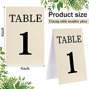 Gilprop 22 Pcs Wedding Table Numbers 1-20 Double Sided Ivory Table Numbers for Wedding Reception 4 x 6 Inch Khaki Head Table and Cake Table Number Cards for Seating Reserved Party Restaurant