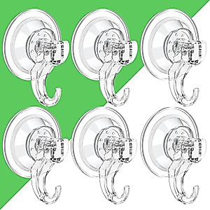 LUXEAR Suction Cup Hooks - 6 Pack Suction Hooks Reusable Powerful Waterproof Shower Hooks - Heavy Duty Vacuum Suction Hanger for Shower, Window, Towel, Loofah, Glass Door
