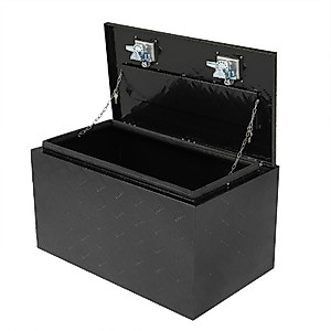 MOTORHOT 30" W x 17" D x 18" H Aluminum Truck Bed Tool Box, Diamond Plate ToolBox for Pick Up Truck RV Trailer, Chest Storage Organizer with Lock and Keys, Black