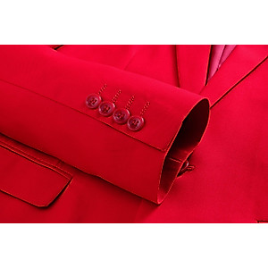 MOGU Mens Slim Fit One Button Casual Blazer Jacket US Size 42 Bright Red