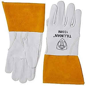 1338M Goatskin Tig Glove4 Cuff-Cd Medium by Tillman (1338 - MEDIUM), White