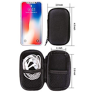 Portable Hard EVA Case, Hootek Protective Hard Shell Travel Carrying Case Bag with Dual Zipper and Metal Carabiner for MP3 Players, USB Cable, Earphones, Memory Cards, U Disk, Lens Filter, Keys, Coins