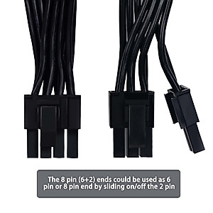 COMeap PCIe Cable for Corsair, ATX CPU 8 Pin Male to Dual PCIe 8 Pin (6+2) Male Power Cable for Corsair Thermaltake ARESGAME Power Supply 25-inch(63cm)