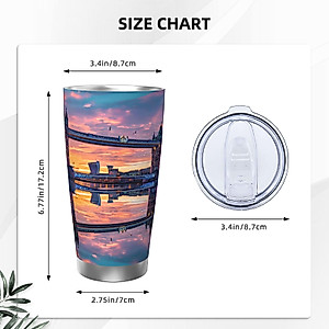 AYCZN Sunrise Bridge 20 OZ Tumbler Stainless Steel Travel Coffee Mug, London Insulated Water Bottle with Lid Leakproof Thermal Cup
