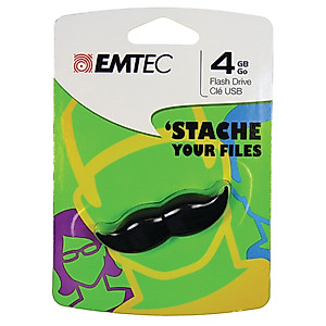 Emtec® Mustache USB Flash Drive, 4GB, Black
