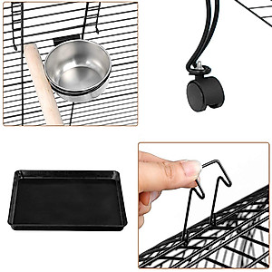 63.5 Inches Medium Bird Cage Open Top Parrot Cage with Detachable Stand, Rolling Wheels Lovebird Cockatiel Quaker Sun Parakeet Green-Cheek Conure Cage