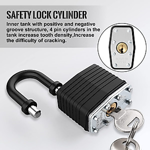 Padlock with Key, [2 Pack] [4 Keys] Diyife Padlock Waterproof Lock Key Padlocks 40mm Heavy Duty Padlocks Anticut, Oustside Laminated Steel for Gym Locker, Garage, Fence, Shed, Yard,Outdoor & Indoor