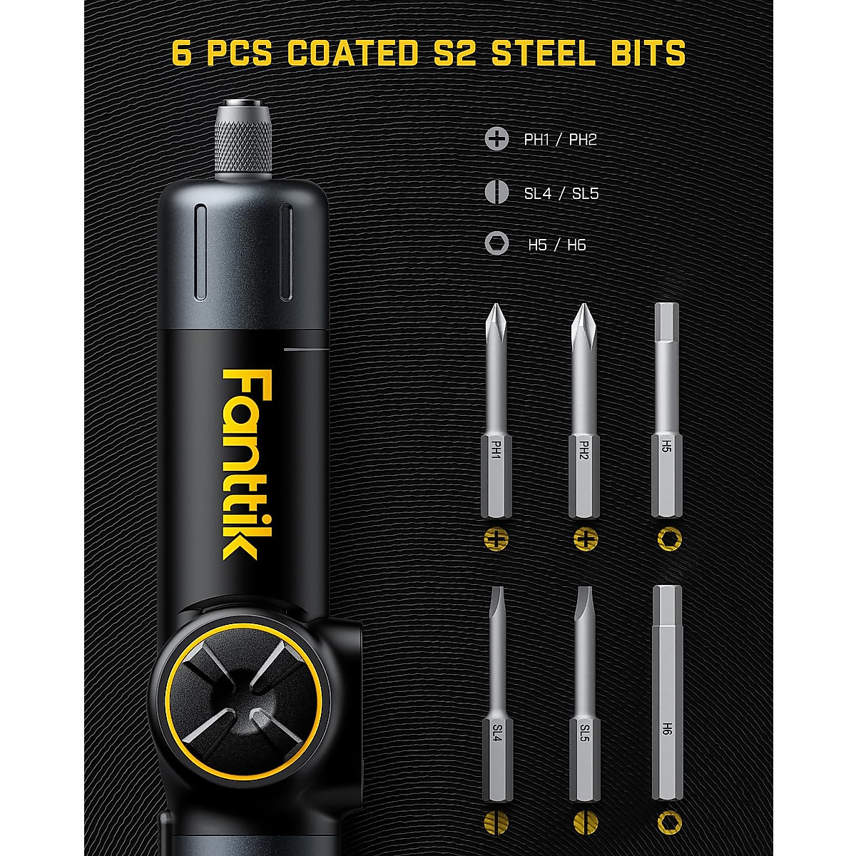 Fanttik Fold S1 APEX 3.7V Cordless Screwdriver, Electric Screwdriver, Screen Interaction, Pivot Handle, High/Low RPM Options, Max 7N.m, 6 Bits, 1/4''Hex, Ideas DIY Tool - Basic Edition