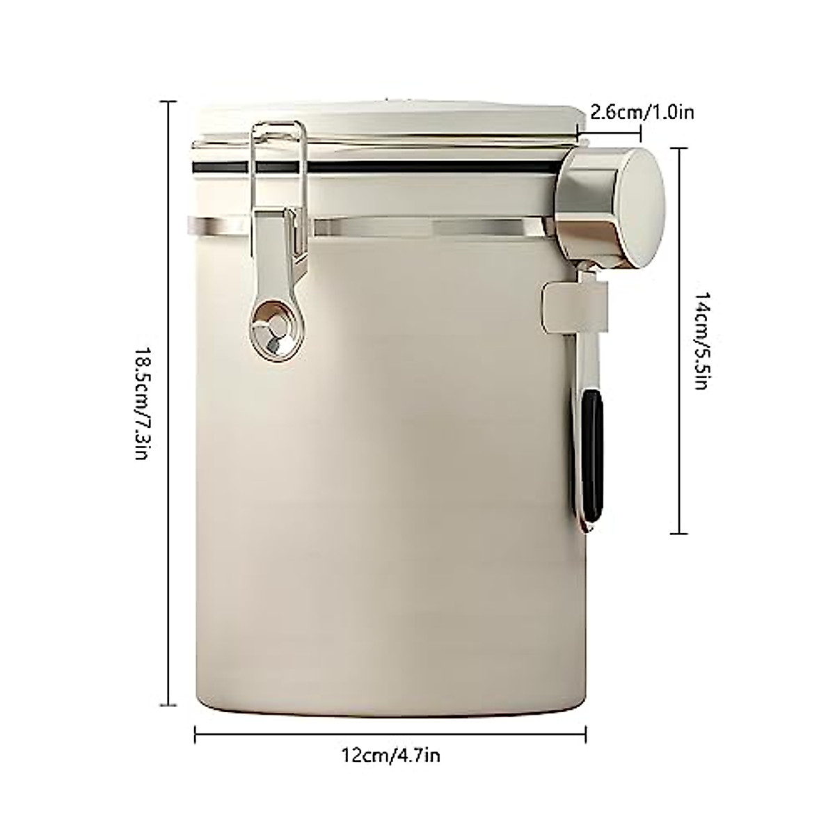 Fourmor Stainless Steel Coffee Grounds and Beans Container Canister with Date-Tracker - CO2-Release Valve and Measuring Scoop 22OZ for Grounds Coffee, Beans, Tea, Flour, Cereal, Sugar