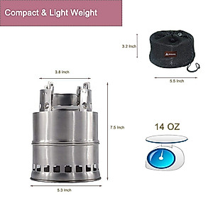 SOLEADER Portable Wood Burning Camp Stoves - Stainless Steel Compact Gasifier Stove - Twig Stove for Camping, Hiking, Picnic, BBQ, Backpacking The 3rd Generation