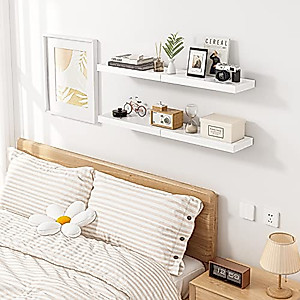 Fixwal Floating Shelf, Set of 4 White Shelves with Invisible Brackets, Decorative Wall Shelves for Bathroom Living Room Bedroom Kitchen Study(15 x5.9 x1.2in)