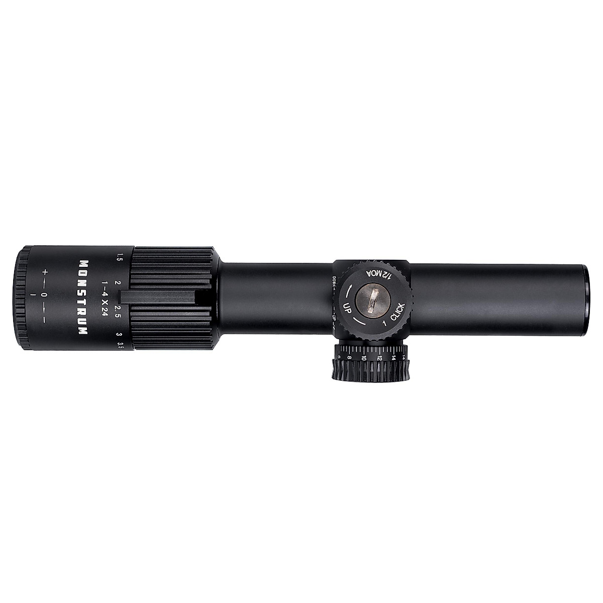 Monstrum Alpha Series 1-4x24 First Focal Plane FFP Rifle Scope with MOA Reticle | Black