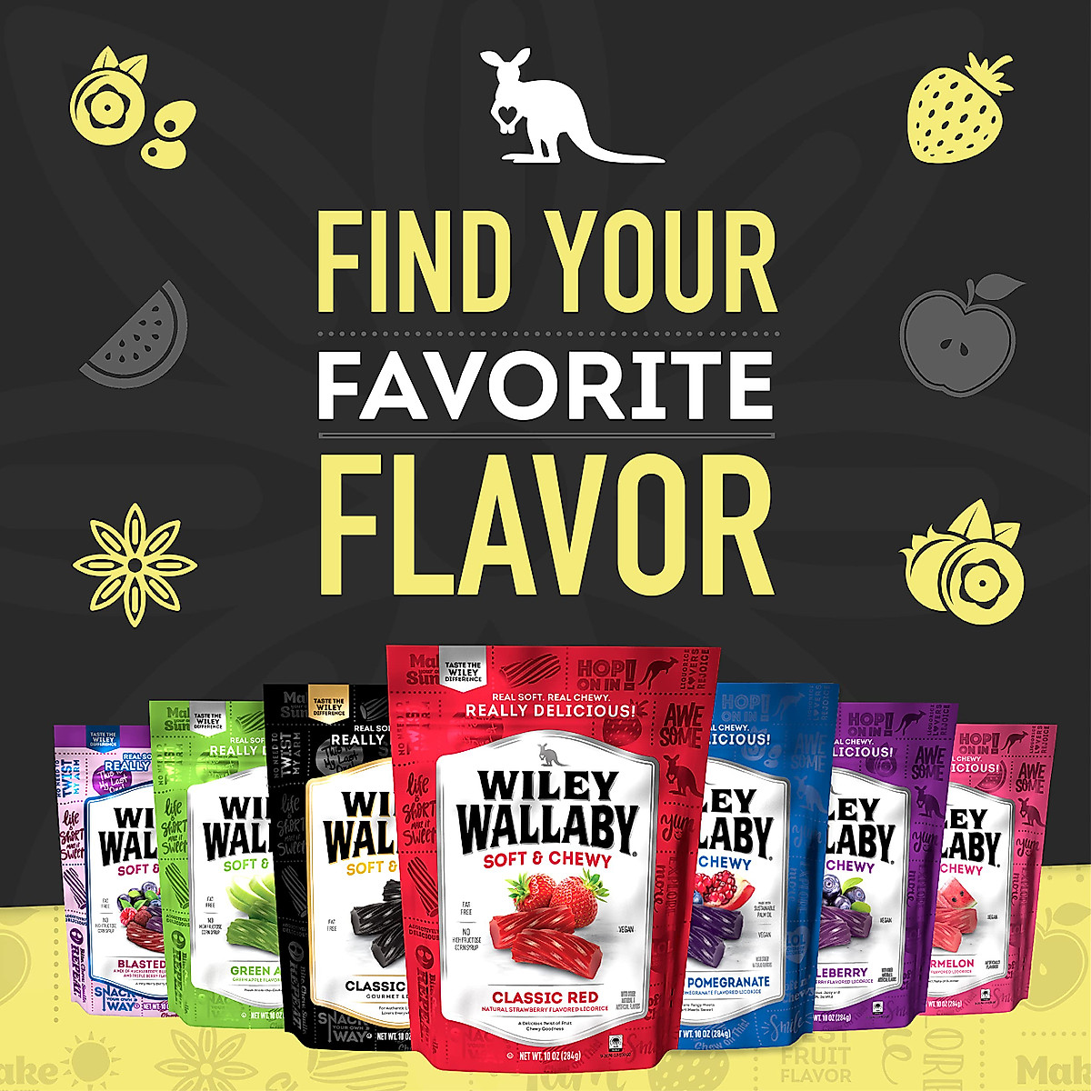 Wiley Wallaby Licorice 24 Ounce Classic Gourmet Soft & Chewy Australian Black Licorice Candy Twists, 3 Pack