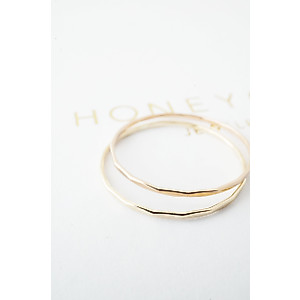 Honeycat Super Skinny Hammered Stacking Ring in Solid 14K Gold or 14k Rose Gold (Size 5-9) (Gold, 8)