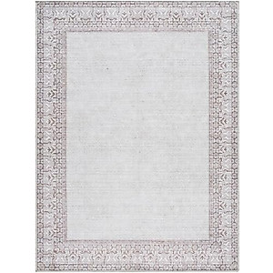 Livabliss x Our PNW Home Rainier Cottage Border Washable Area Rug, 2'7" x 10', Brown/Cream