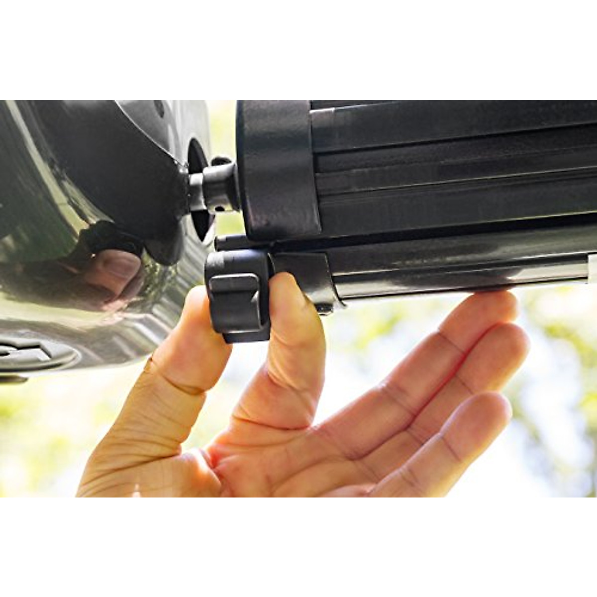 Camco Black Standard Awning Clip for Rope Light - Slides into Awning Roller Bar Channel to Create a Convenient Hook | Two Hanging Positions | Holds Party Lights, RV Lights, String Lights - (42708)