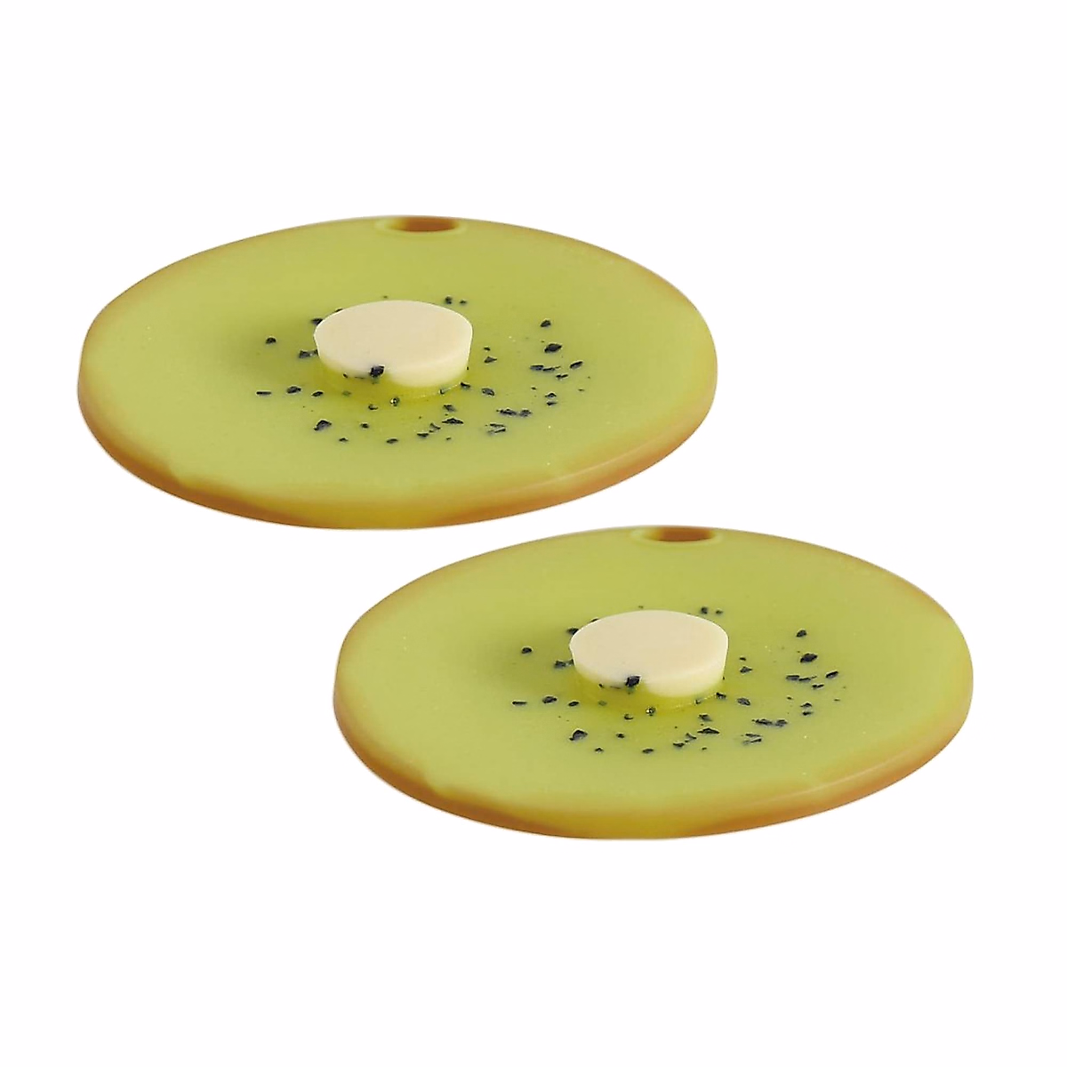 Charles Viancin - Set of 2 Kiwi 4” Silicone Drink Covers - Airtight Seal on Any Smooth-Rimmed Glass, Keep Drinks Cool or Hot, Protect from Winged Pests - BPA-Free - Oven, Freezer, Dishwasher Safe