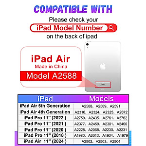 Uppuppy for iPad Air 11 inch Case, Air 5th/4th Generation 10.9, Pro 11'' Case Cute Kids Women Girls Girly Folio Quote with Apple Pencil Holder Cover for iPad Air 11 2024 (M2), 10.9 2022 2020, Pro 11