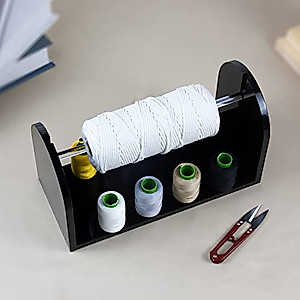 KVMORZE Acrylic Spools Holder, Yarn Ball Holder, Embroidery Thread Spool Holder Suitable for Beginners, Adults, Thread Rack Organizer for Weaving Cord and Sewing Threads, 10.3x4.7x6.3in (Black)