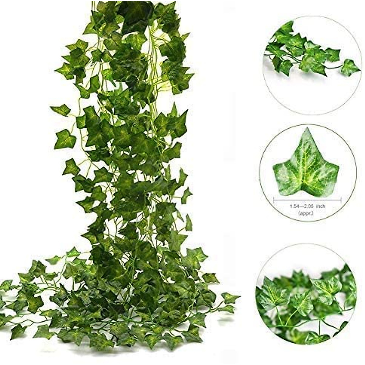 Gooteff 168 Ft Fake Plants Artificial Ivy Leaf Greenery Garland Plants Fake Hanging Vine Garland Fake Leaves for Party Garden Office Christmas Wedding Wall Home Decor（24 Pack）
