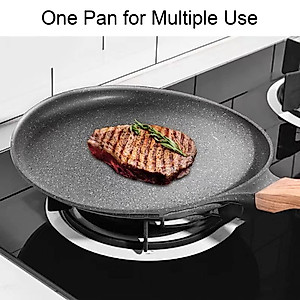 Crepe Pan, Nonstick Dosa Pan Aluminium Alloy Tortilla Pan Pancake Skillet with Wood Handle for Gas Stove Induction Cooker(20cm/7.84in)