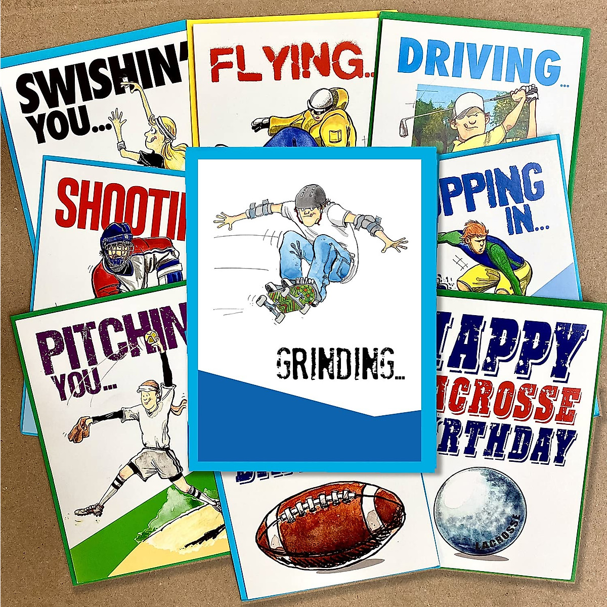 Play Strong Skateboarding Birthday Card 1-Pack (5x7) Power Player Illustrated Sports Birthday Cards Greeting Cards- Awesome for Skateboarders, Coaches and Fans Birthdays, Gifts and Parties!