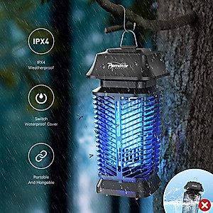 Bug Zapper Outdoor, Electric Mosquito Zapper Indoor, 20W/4200V, IPX4 Waterproof, Fly Zapper, Fly Traps, Plug-in Mosquito z Lamp for Home, Patio, Garden, Camp (Black)