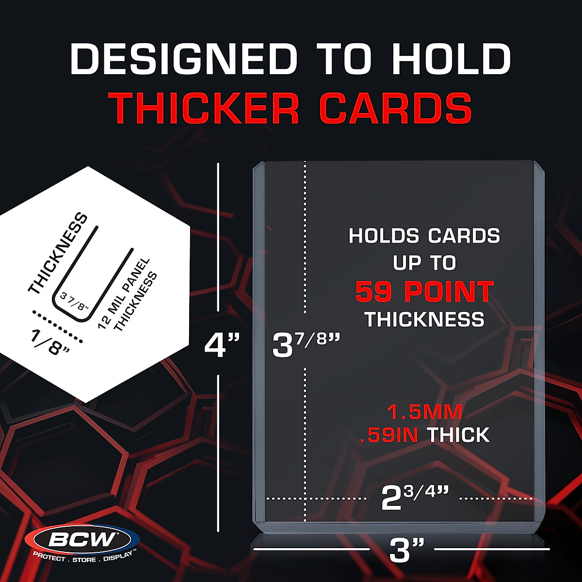 BCW Thick Card Topload Holder - 59 PT. (100 Pack) | Holds Relic, Patch, and Jersey Cards | Protective Card Holders for Collectibles and Trading Cards | Protective Rigid Plastic Display Card Holder