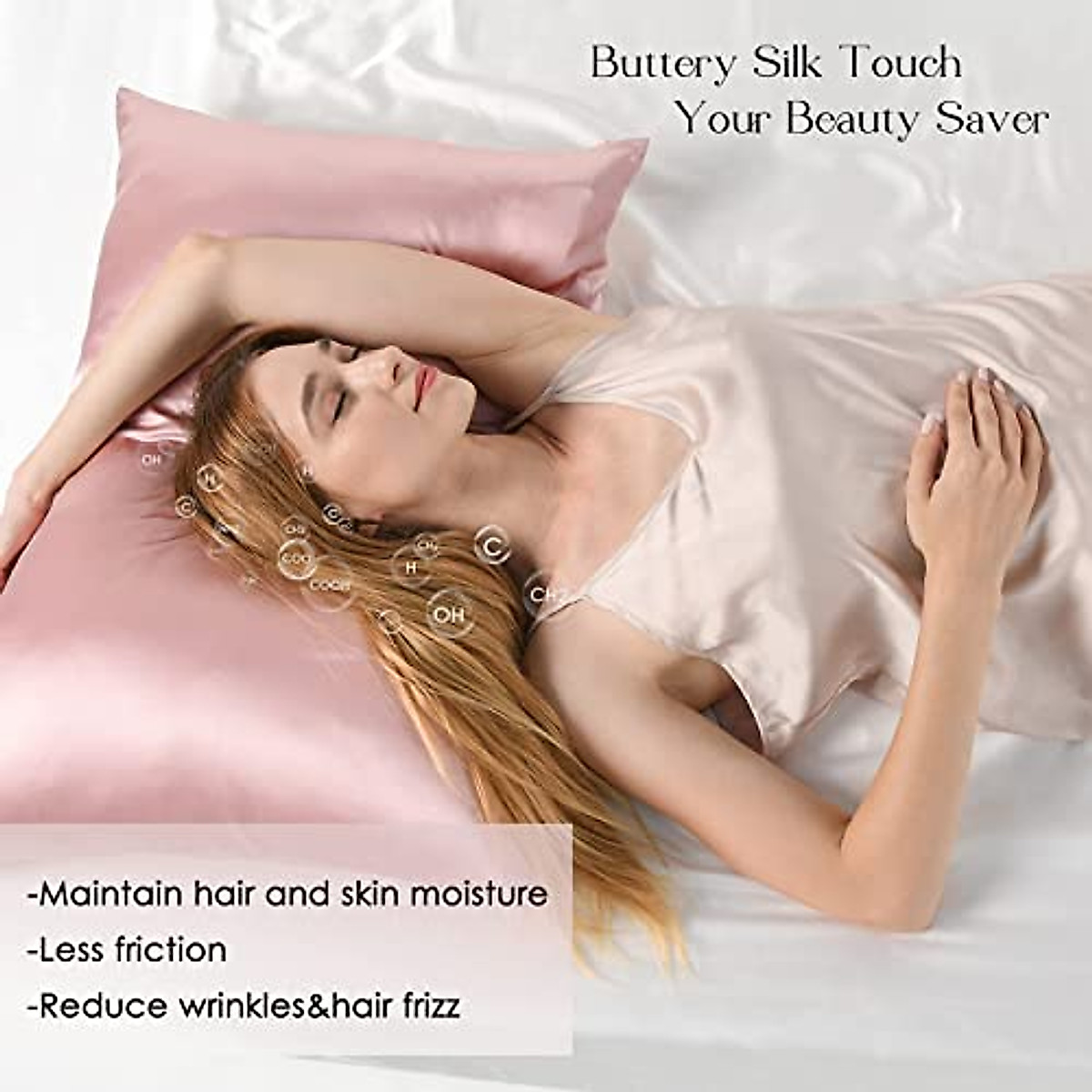 YANIBEST Silk Pillowcase for Hair and Skin - 600 Thread Count 100% Mulberry Silk Bed Pillowcase with Hidden Zipper, Queen Size Pillow Case Blush Pink