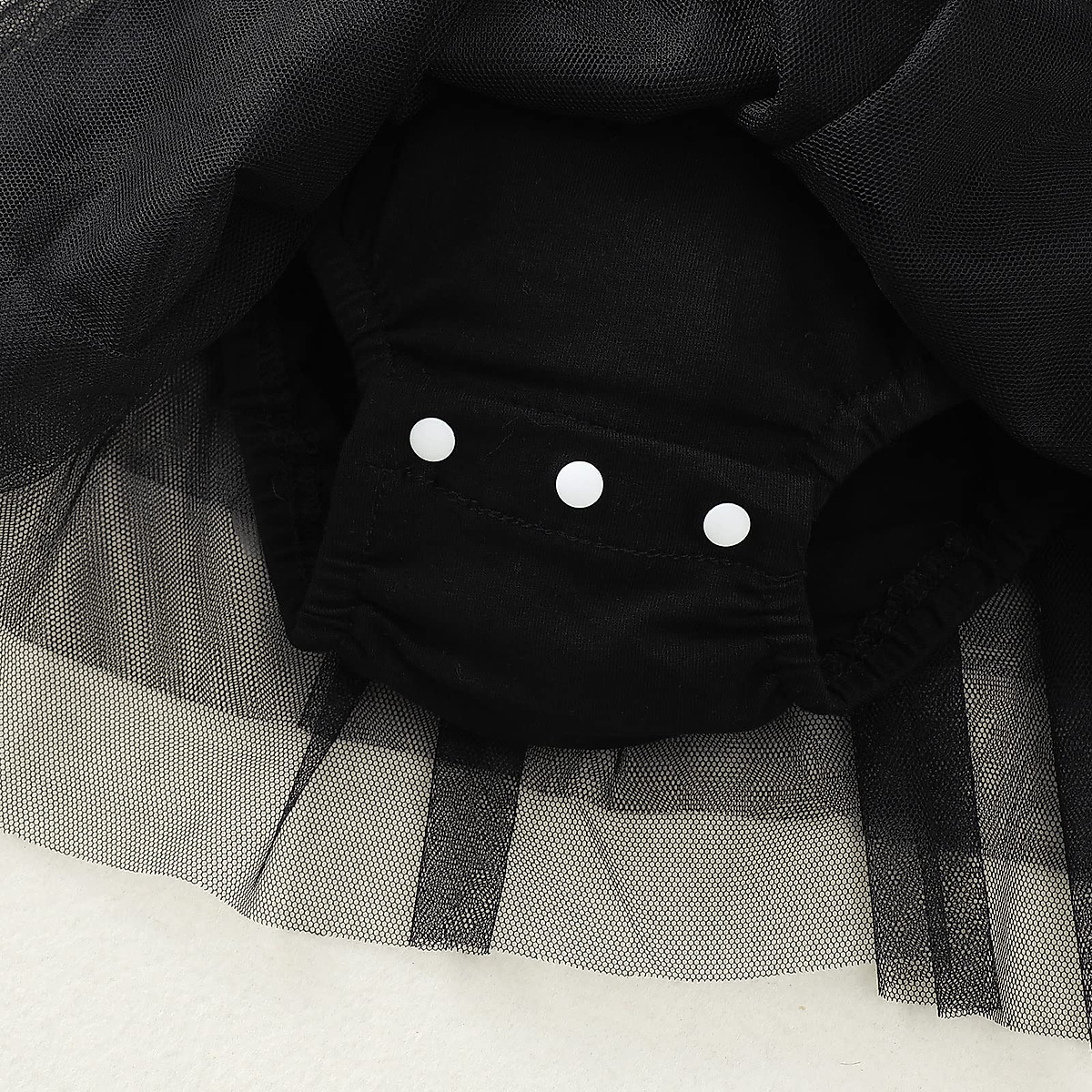 Sanpersonlin Baby Girl Clothes Infant Ruffle Sleeve Romper Dress Newborn Solid Tutu Skirt Sets Jumpsuit Headband Outfit (032A-Black, 3-6 Months)