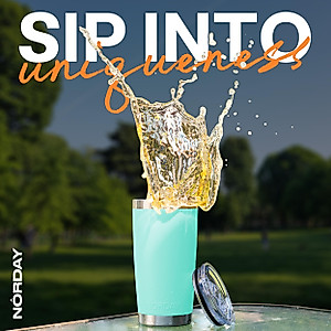 NORDAY | 20oz Vacuum Insulated Travel Cup With Lid - Aqua | Stainless Steel Double Wall Coffee Tumbler - Keeps Temperature up to 24hr - Anti Spill Lids