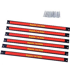 Magnetic Tool Holder,6PCS 18" Magnetic Tool Holder Strip,Heavy Duty Magnet Tool Bar Strip Rack Wall Mount,Magnet Storage Tool Organizer Racks Set for Screwdrivers, Pliers, Wrenches, Scissors (6pcs)